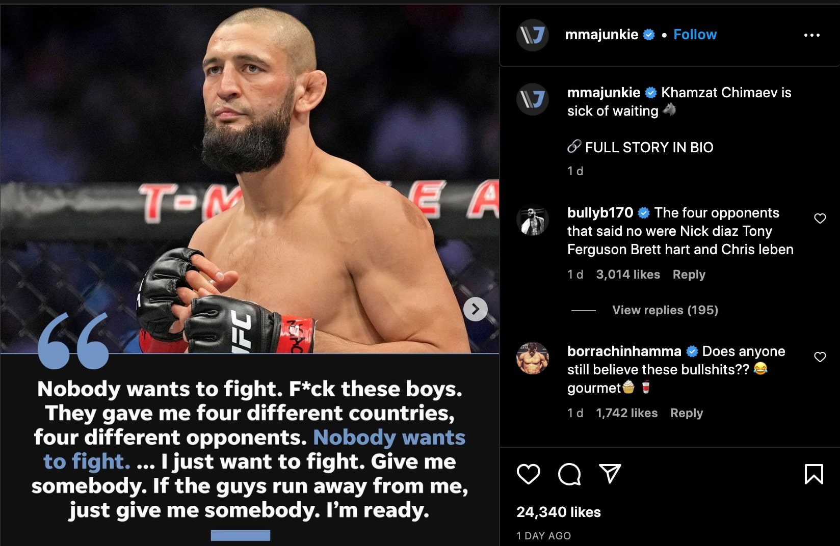 Paulo Costa and Belal Muhammad chime in on Khamzat Chimaev’s claim that ...
